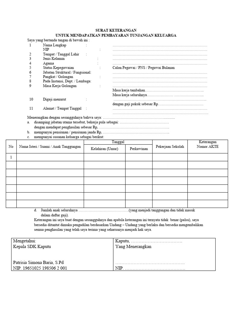 SURAT KETERANGAN Model C | PDF