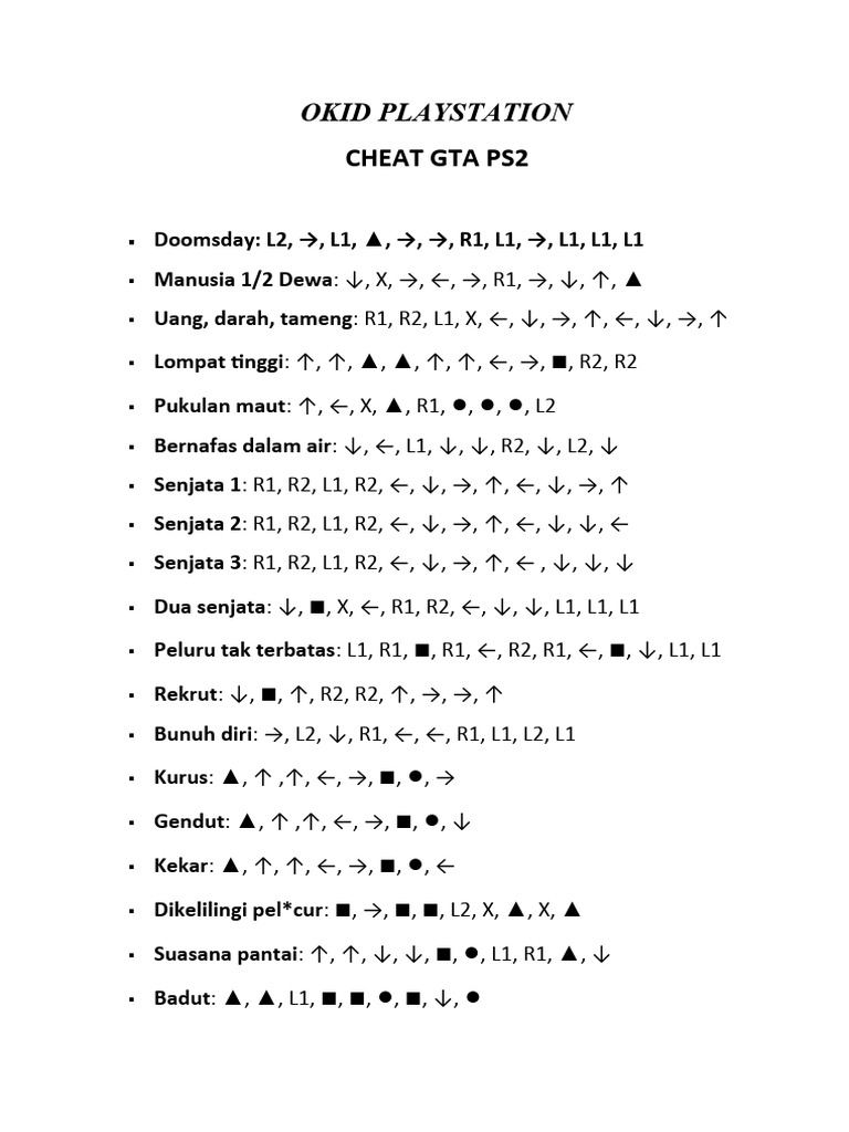 GTA PS2 Cheat Codes List | PDF | Aerospace | Aerospace Engineering