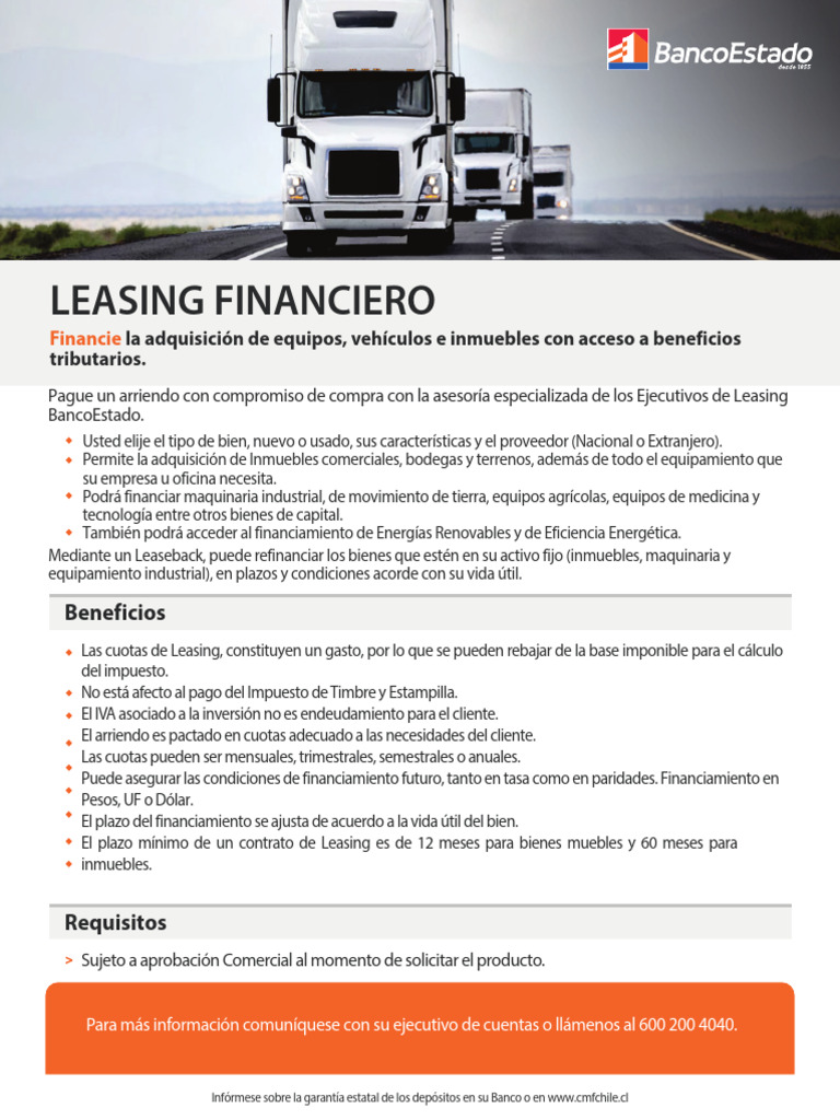 Beneficios del Leasing Financiero | PDF | Negocios | Finanzas y dinero