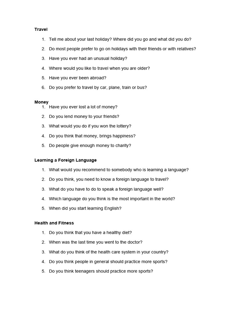Travel, Money, Language, Health & Fashion Insights | PDF
