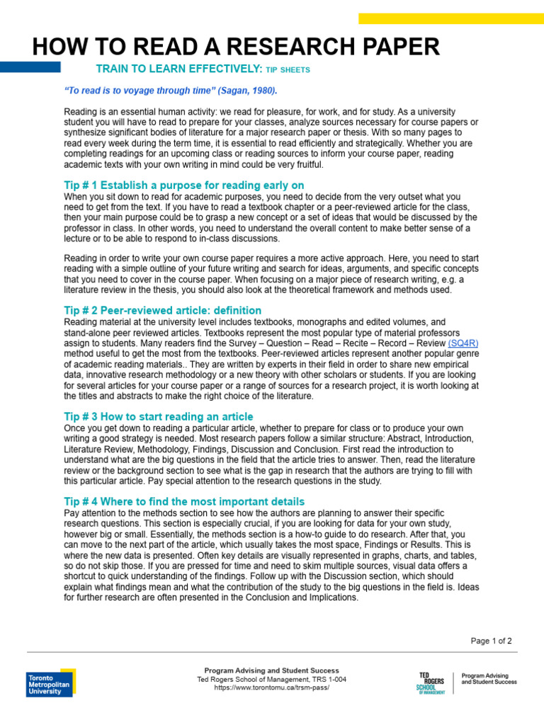 Efficient Strategies for Reading Research Papers | PDF | Methodology ...