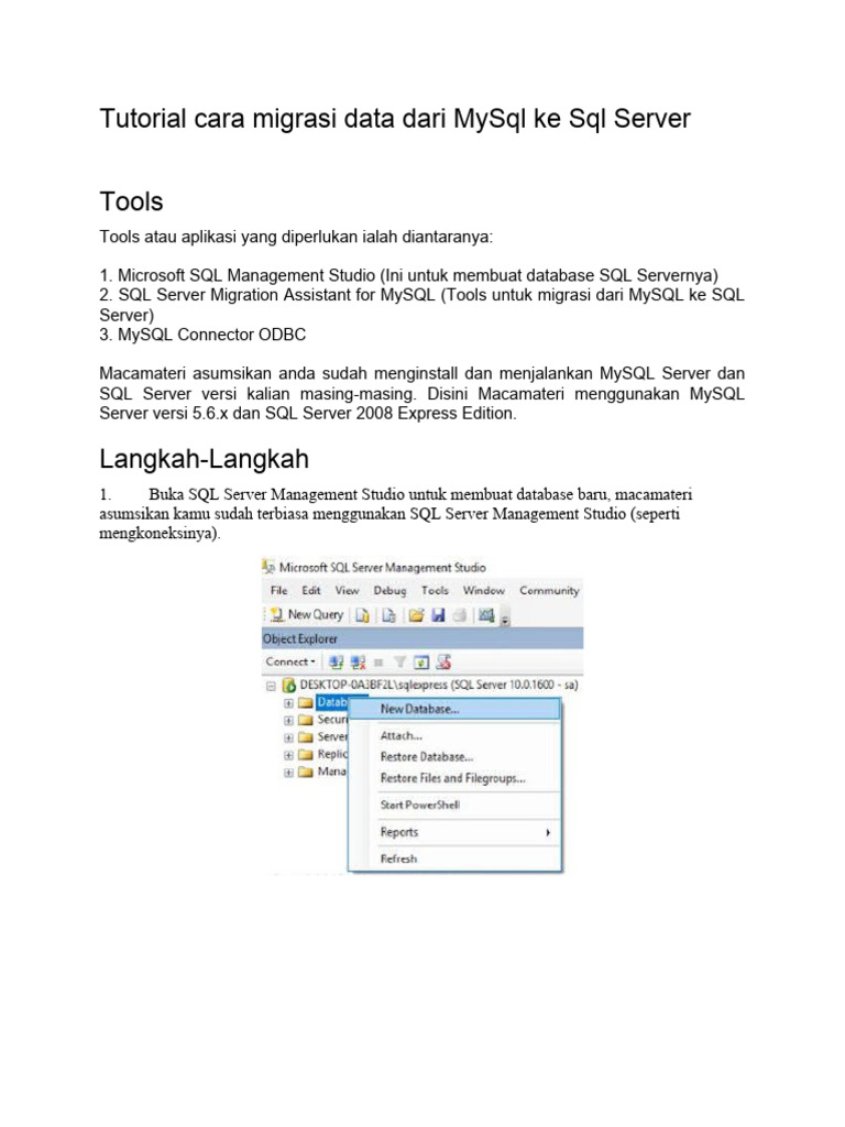 Tutorial Cara Migrasi Data Dari MySql Ke SQL Server | PDF Tutorial Cara Migrasi Data Dari MySql Ke SQL Server | PDF