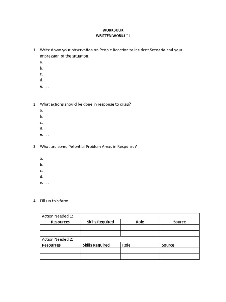 Crisis Response Observation Workbook | PDF