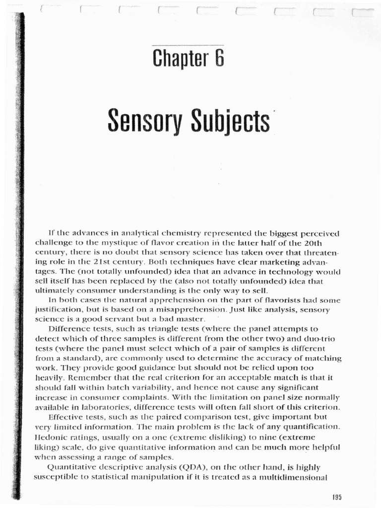 CHAPTER 6 - SENSORY SUBJECTS | PDF