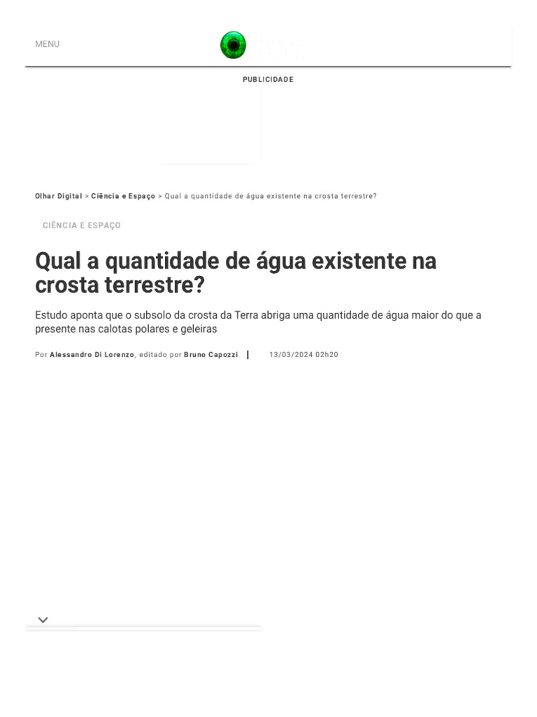 Qual A Quantidade de Água Existente Na Crosta Terrestre | PDF | Terra ...