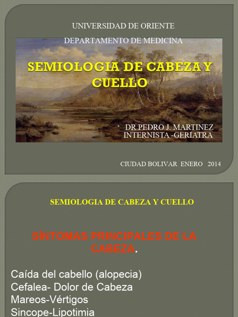 Semiologia de Cabeza y Cuello 2014 | PDF | Dolor de cabeza | Perdida de ...