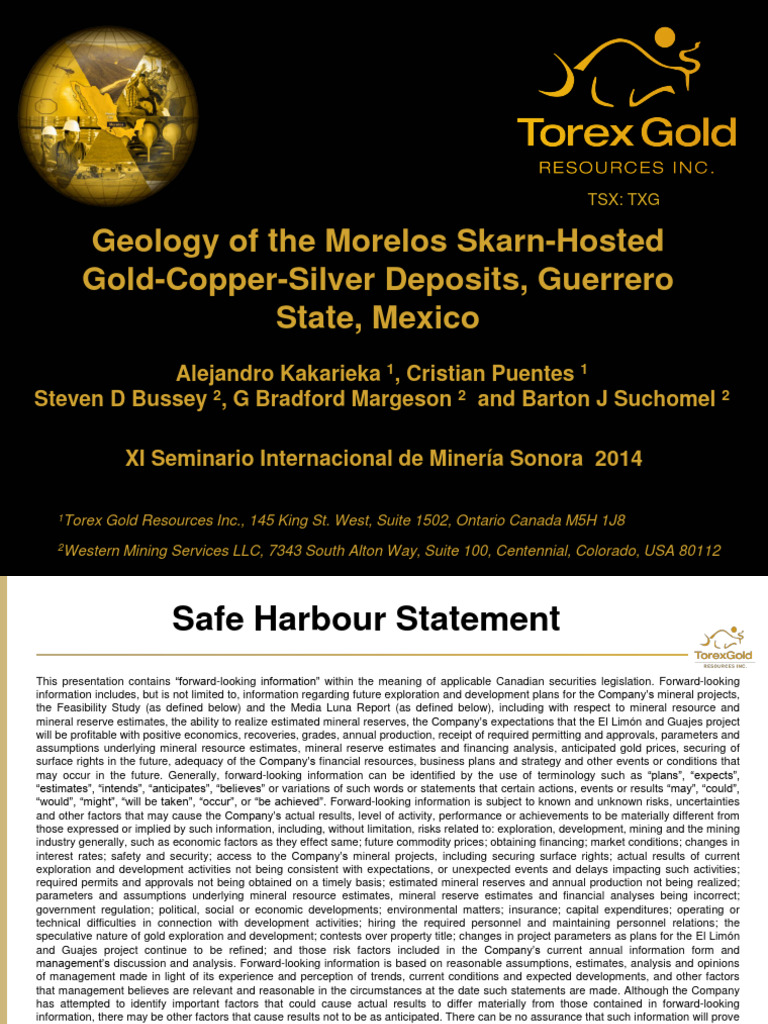 Geology of The Morelos Skarn Hosted Gold Copper Silver Deposits ...