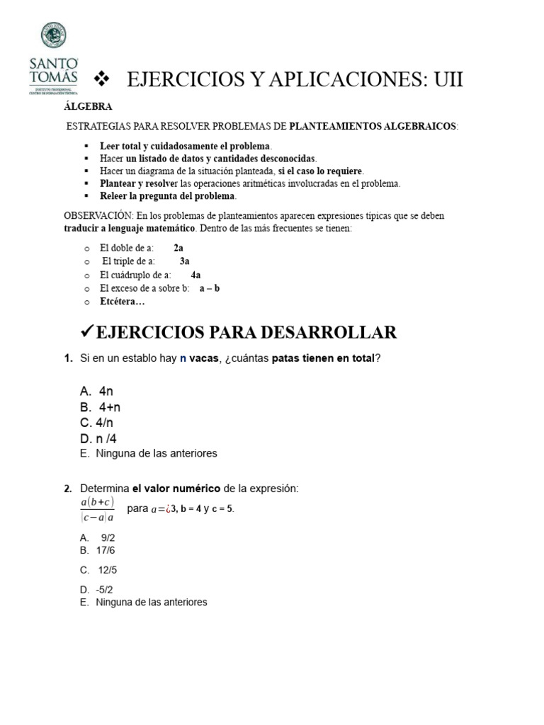 Ejercicios Unidad Ii 2024S1 | PDF | Aritmética | Matemática Elemental