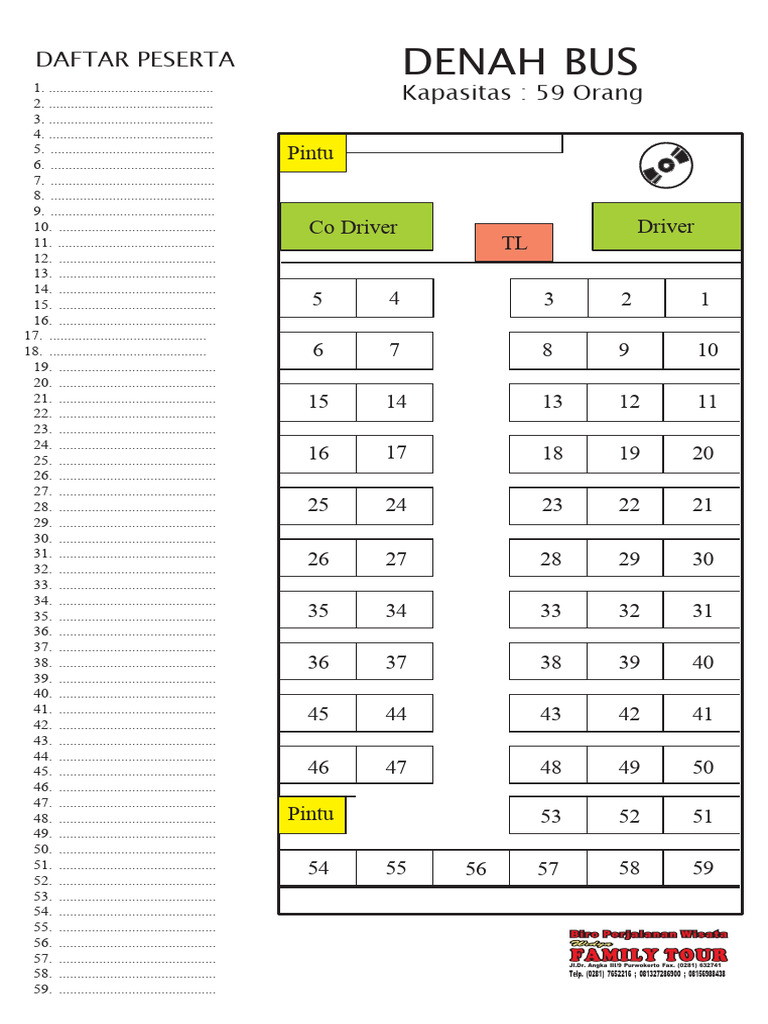 Denah Tempat Duduk Bus | PDF