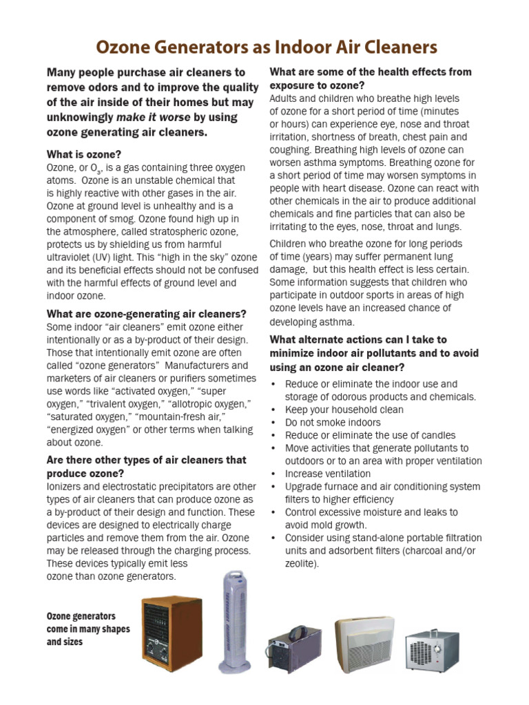 Ozone and Indoor Air Cleaners Explained | PDF | Ozone | Pollution