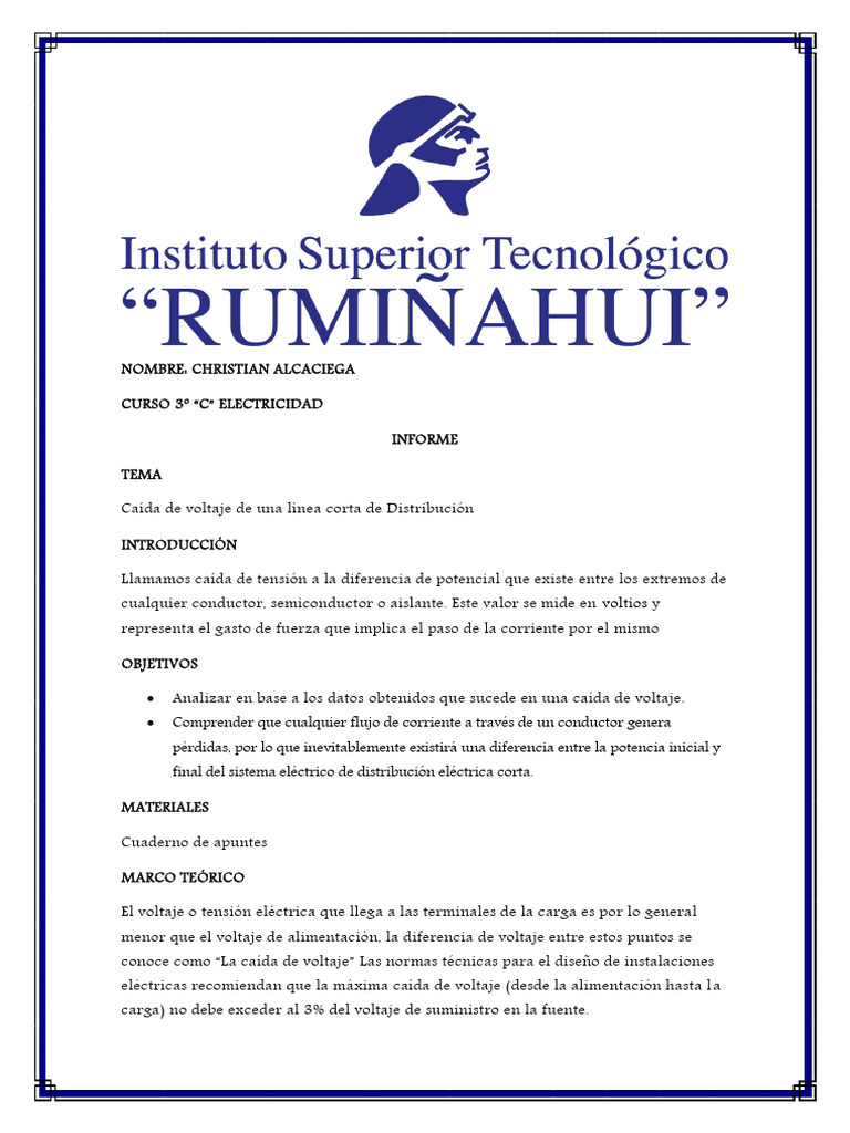 INFORME Cris Distr | PDF | voltaje | Ingenieria Eléctrica