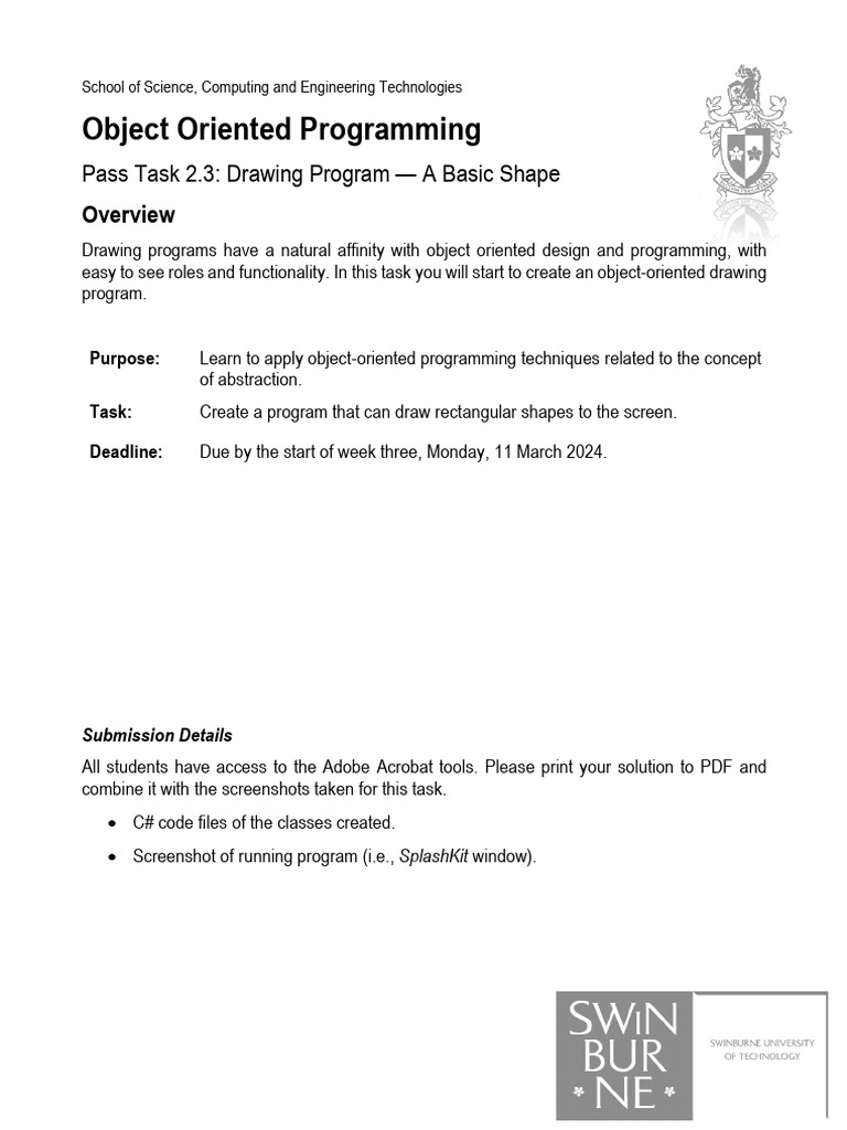 OOP Drawing Program: Basic Shape Task | PDF | Computer Program ...
