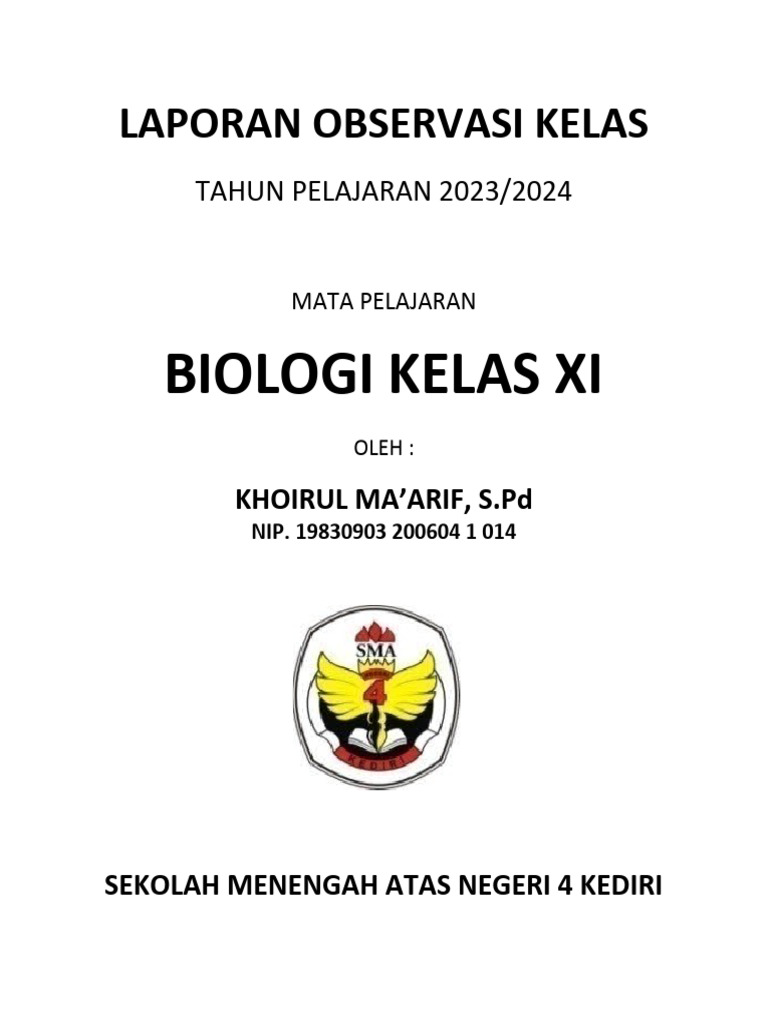 COVER LAPORAN OBSERVASI KELAS | PDF