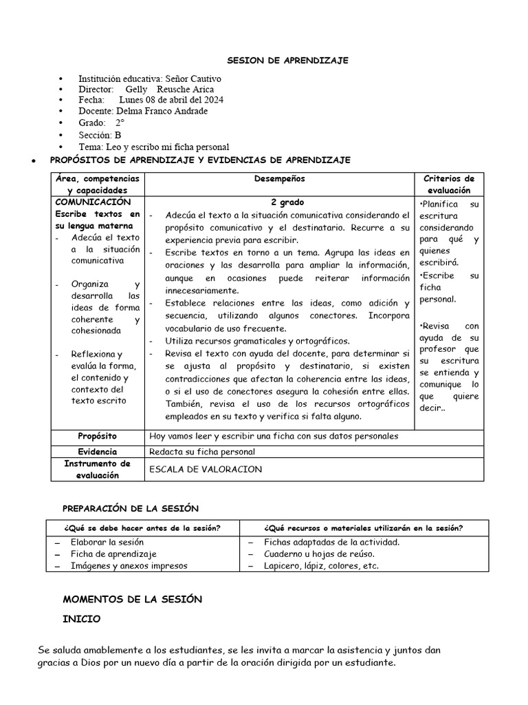 2º U1 S3 SESION D3 COM LEEMOS Y ESCRIBIMOS NUESTRA FICHA PERSONAL ... 2º U1 S3 SESION D3 COM LEEMOS Y ESCRIBIMOS NUESTRA FICHA PERSONAL ...