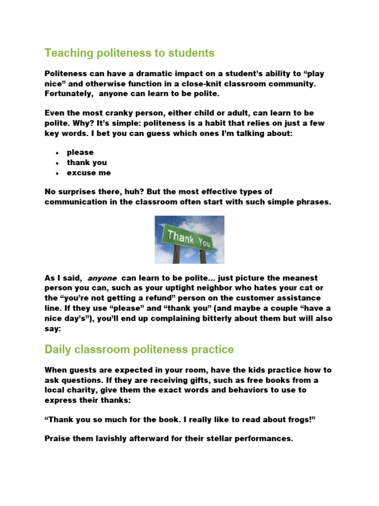 Politeness | PDF | Self-Improvement | Wellness