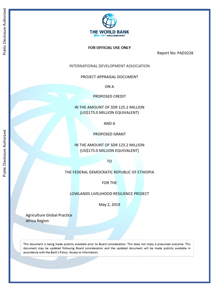 Ethiopia Lowlands Livelihood Resilience Project | PDF | Climate ...