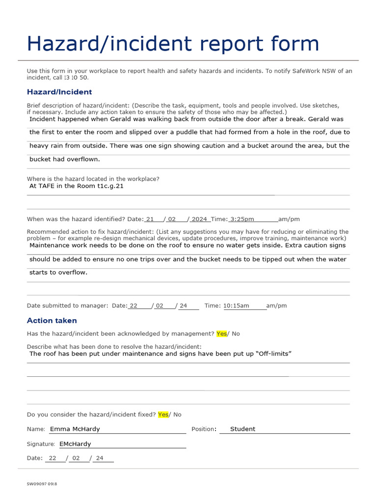Easy Whs Hazard Incident Report | PDF | Technology & Engineering