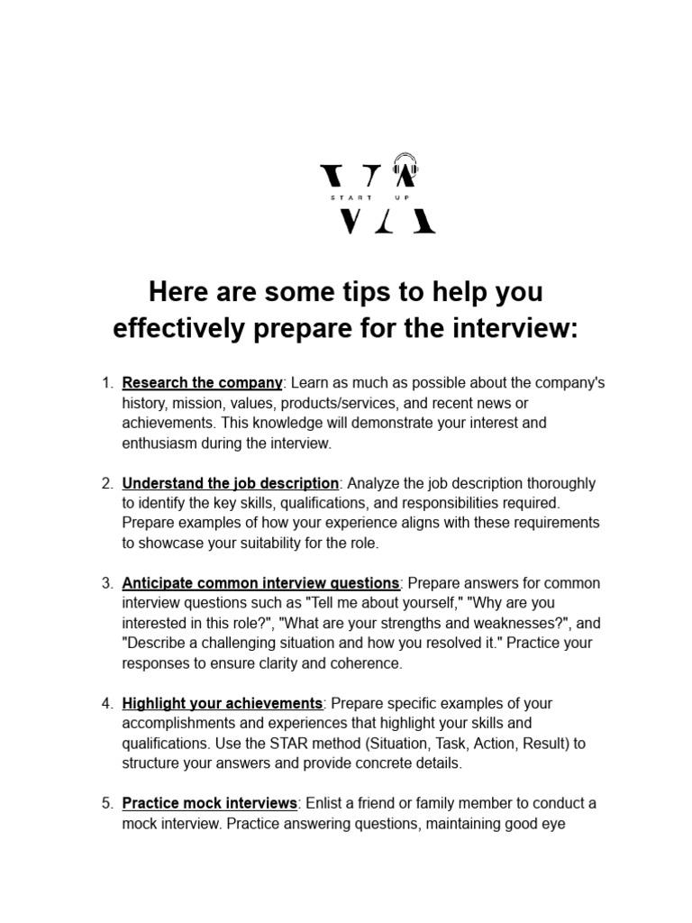 Tips To Prepare For Interviews | PDF | Interview | Cognitive Science
