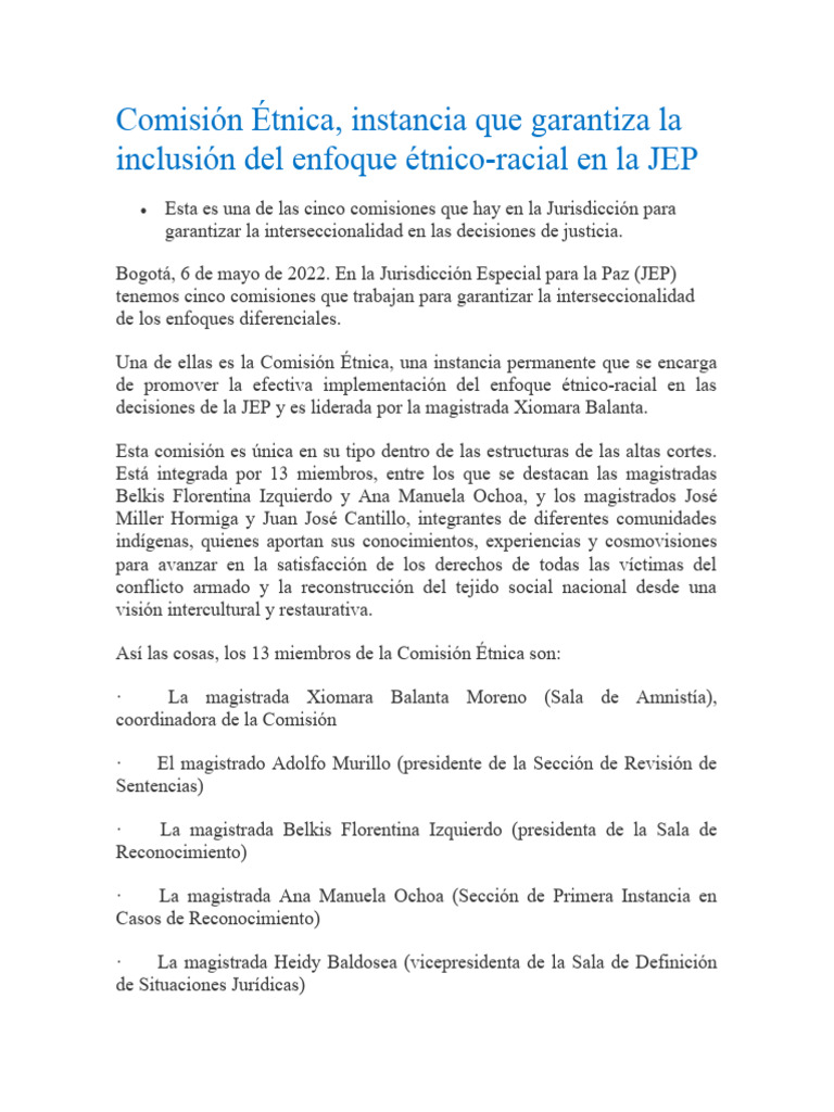 1d-Que Es Comision Etnica | PDF | Derechos humanos | Gobierno