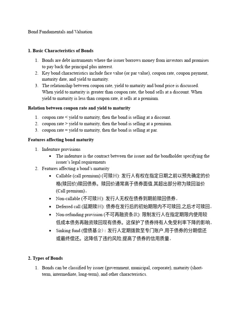 Bond Fundamentals and Valuation Insights | PDF | Bonds (Finance ...