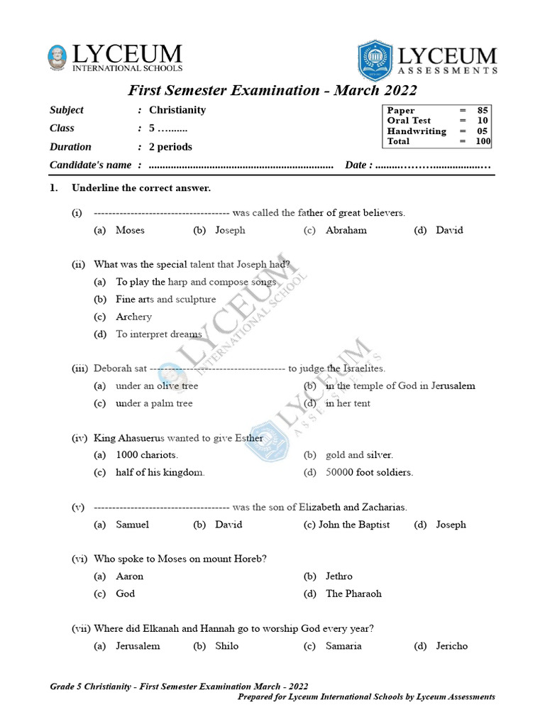 Grade 5 Christianity | Download Free PDF | Jesus | Moses