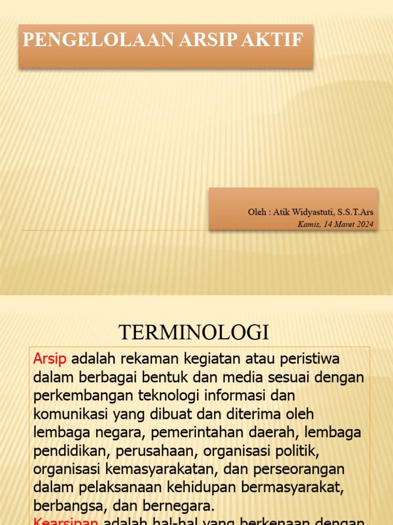 Pengelolaan Arsip Aktif | PDF