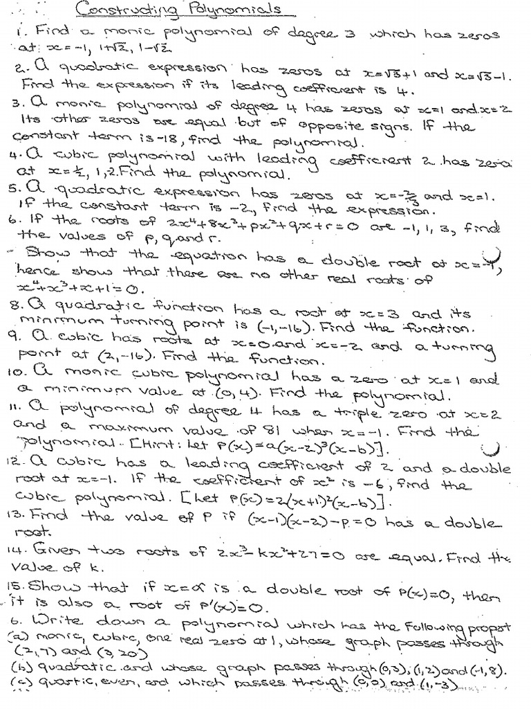 Polynomial Constructing Polynomials Pdf