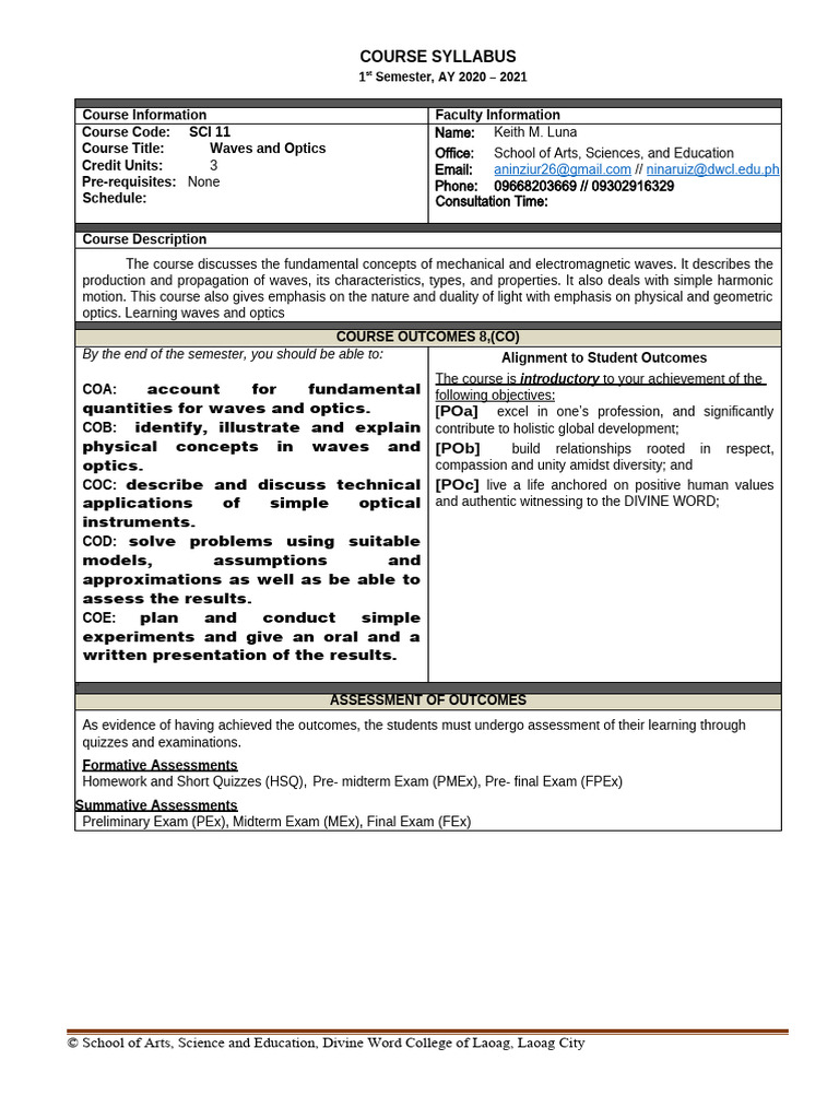Intro to Waves & Optics Course | PDF | Optics | Electromagnetic Radiation