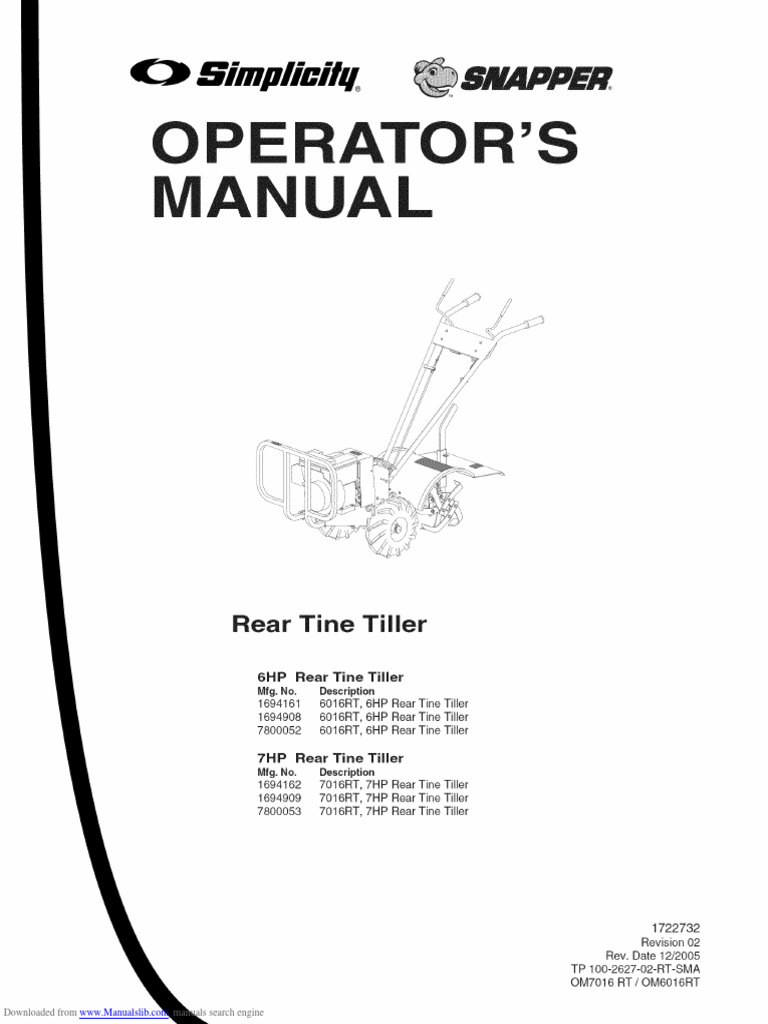 Simplicity 6016RT Tiller Manual | PDF | Throttle | Belt (Mechanical)