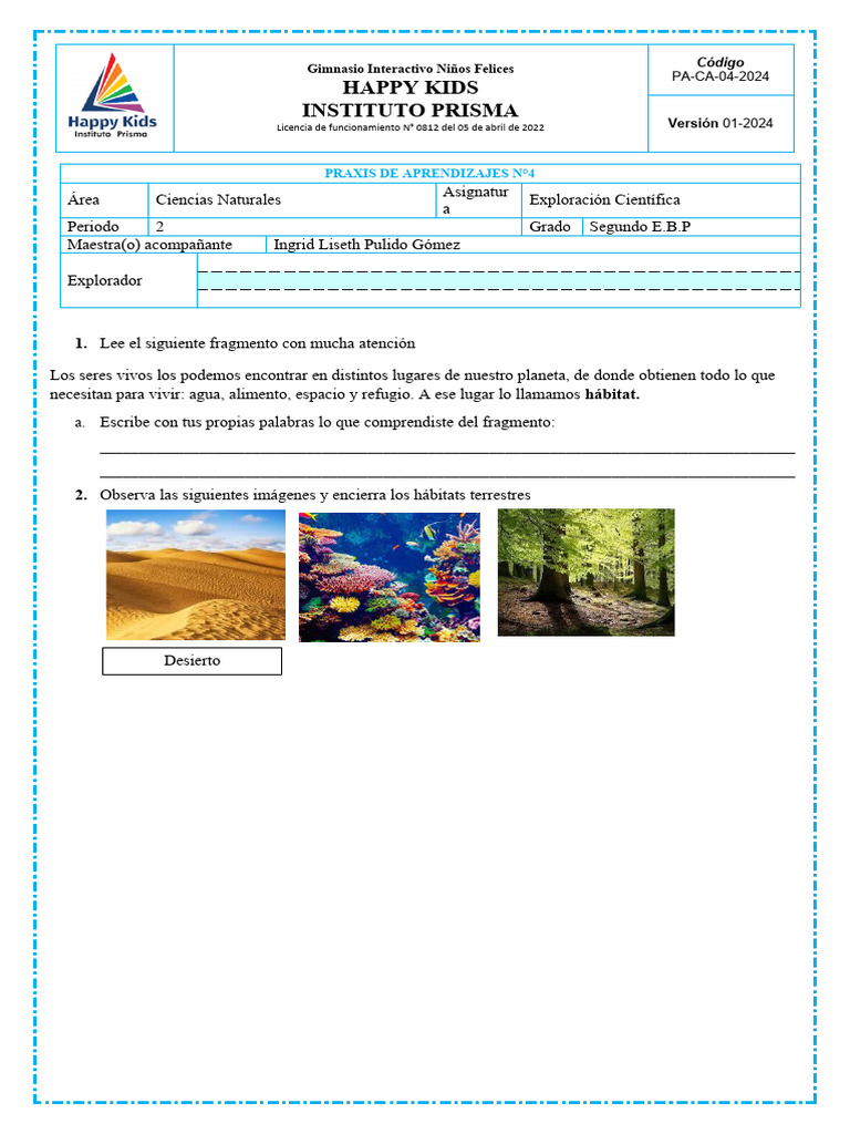 2° Praxis Ciencias Naturales - 04-P2 | PDF | Habitat | Naturaleza