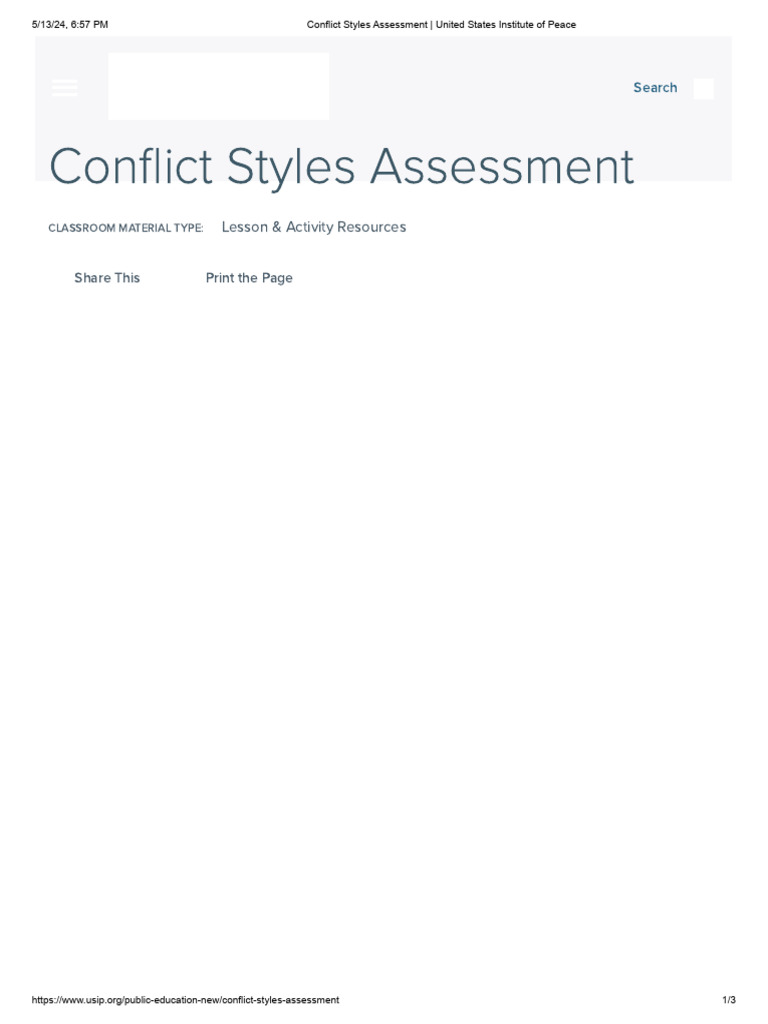 Conflict Styles Assessment - United States Institute of Peace ...