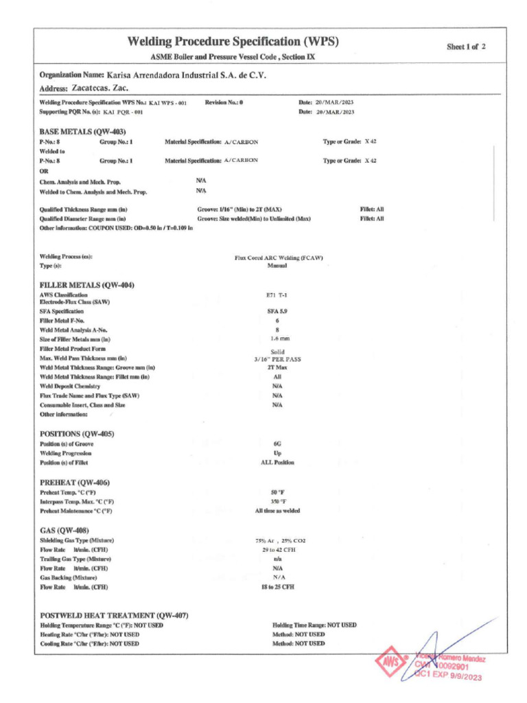 001 Gnn-wps-012 - Pipe Inox - Od 0.50 in Asme Ix - 6g Gtaw - Page-0001 ...
