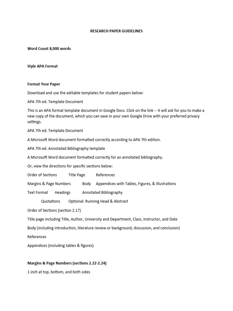 Research Paper Guidelines | PDF | Apa Style | Paragraph