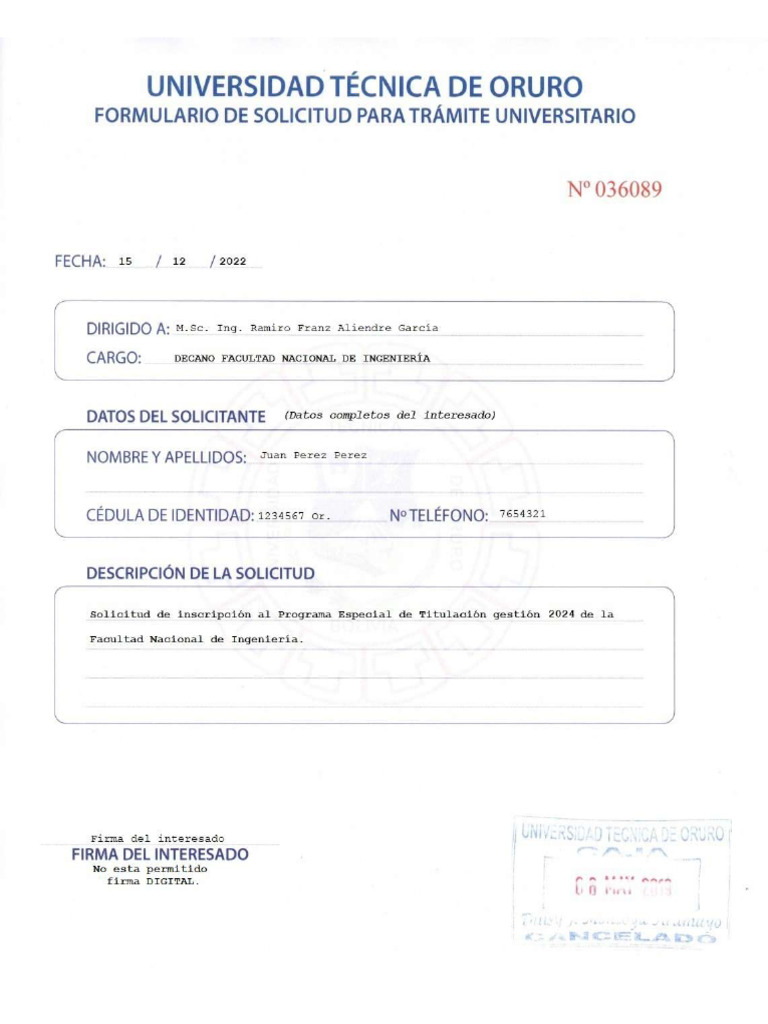 0 Ejemplo Llenado Formulario Tramite B 1 | PDF