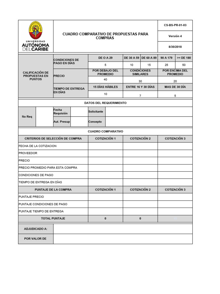 2_Cuadro Comparativo de Propuestas Para Compras | PDF