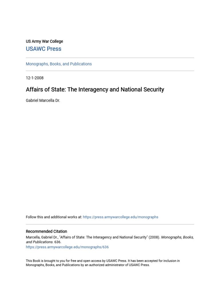 Affairs of State The Interagency and National Security | PDF | United ...