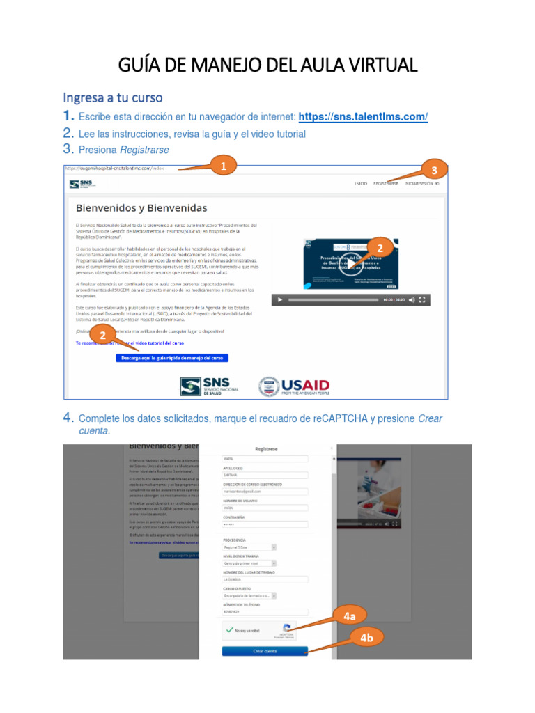 SUGEMI Hospital Guía Rápida para El Uso Del Aula Virtual v1 | PDF