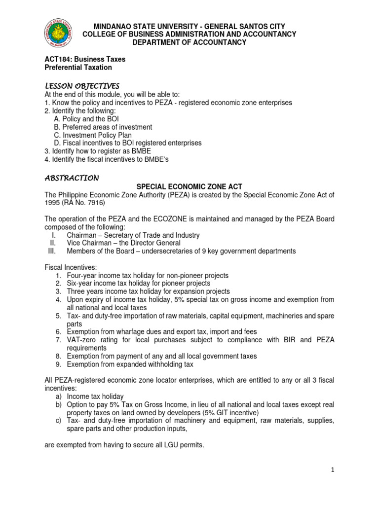 Module 3 - Preferential Taxation | PDF | Taxes | Value Added Tax