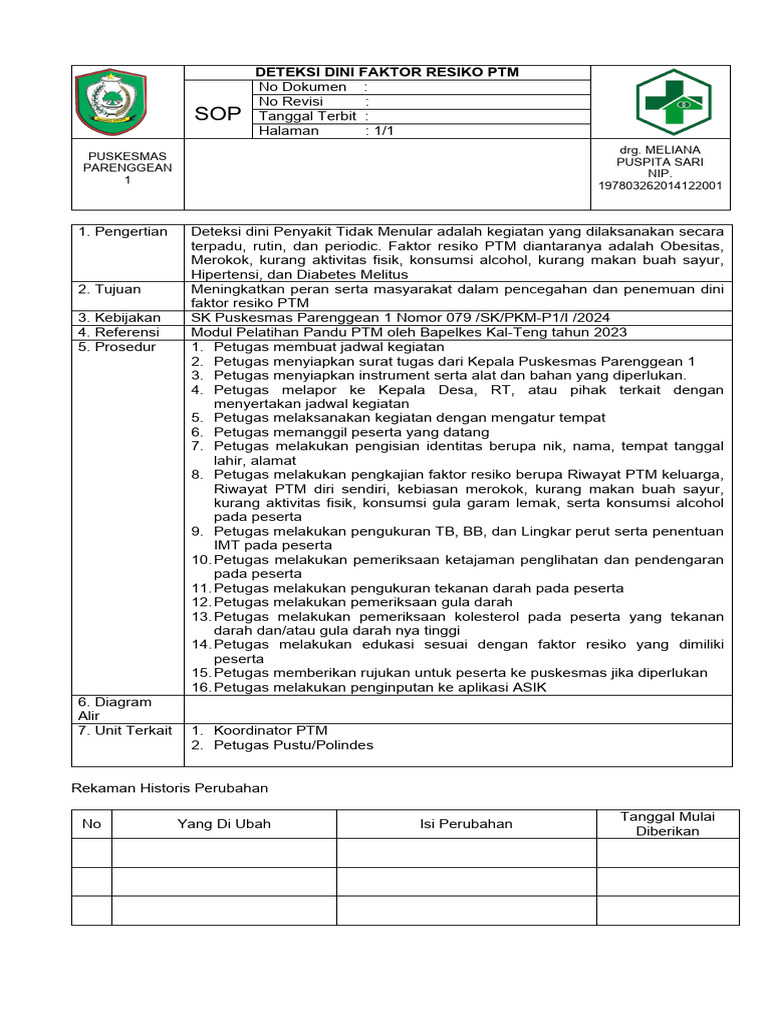 Sop Deteksi Dini FR PTM | PDF | Pengembangan Diri