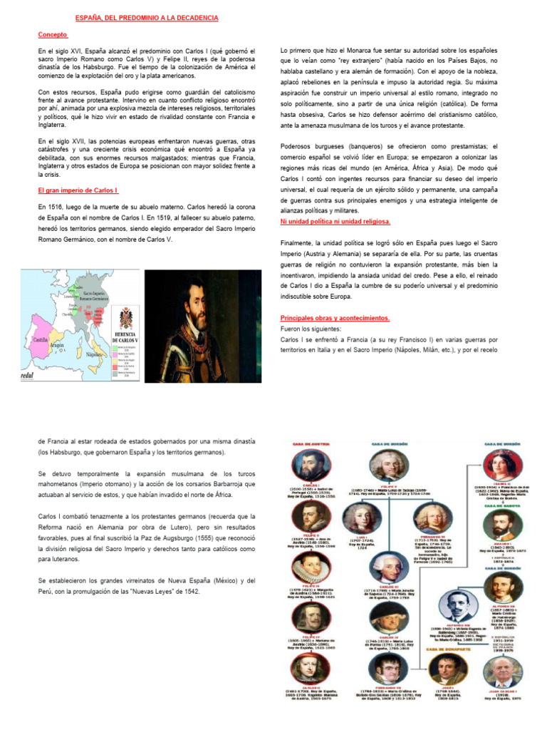 Tema 6 España, Del Predominio A La Decadencia 3° Sec. | Descargar ...