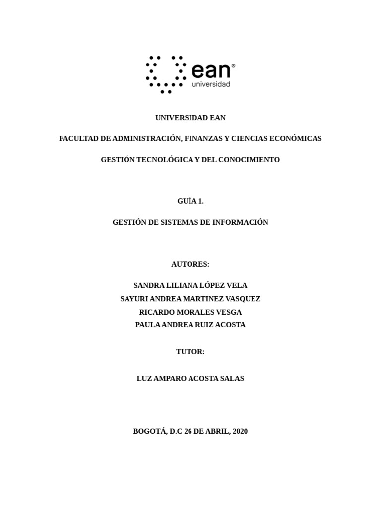 Entregable Guia 1. Gestion de Sistemas de Informaci N | PDF | Business | Gestión de la relación ...