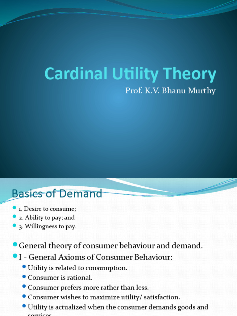 Cardinal Utility Revised | PDF | Utility | Demand