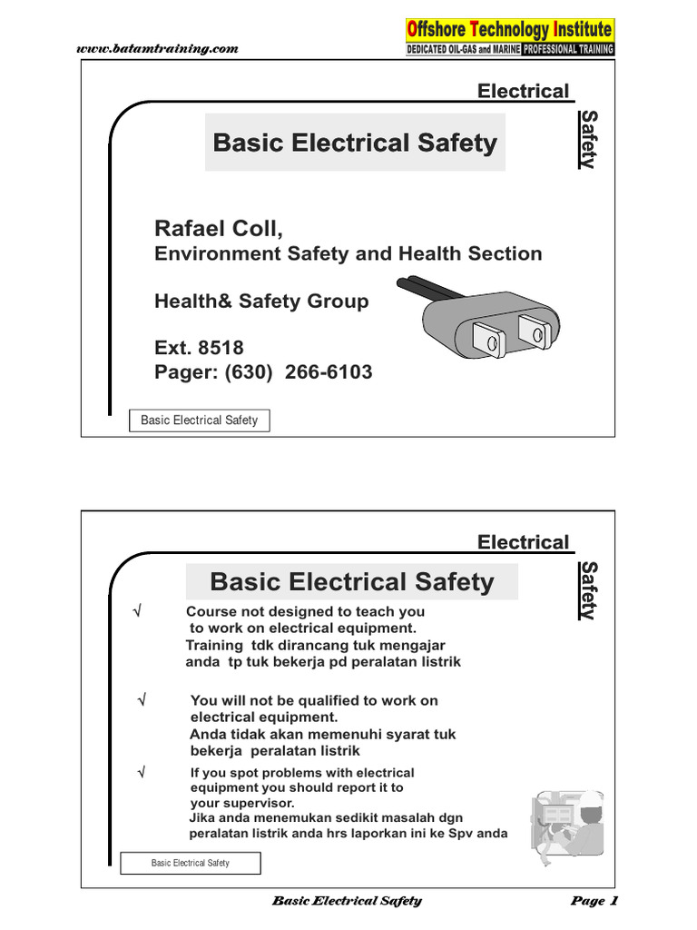 Basic Electrical Safety | PDF | Electric Power | Electrical Engineering