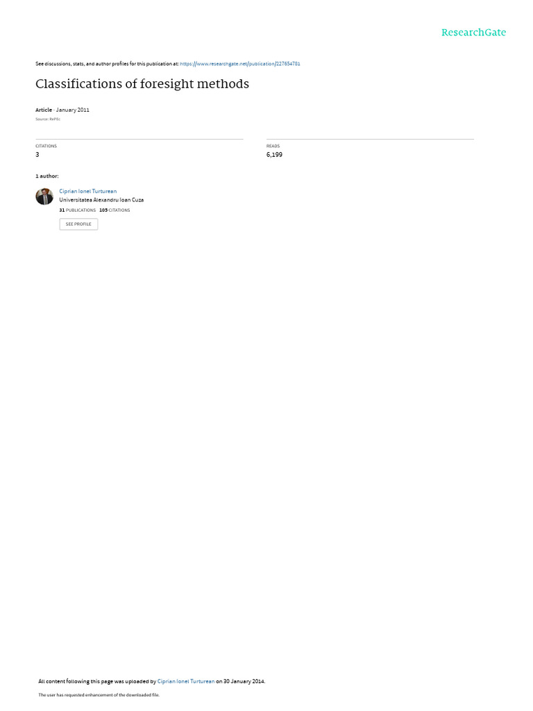 Foresight Methods Classification | PDF | Quantitative Research | Knowledge