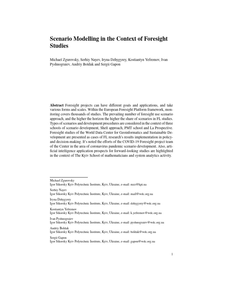 Scenario Modelling in The Context of Foresight Studies | Download Free PDF | Artificial ...