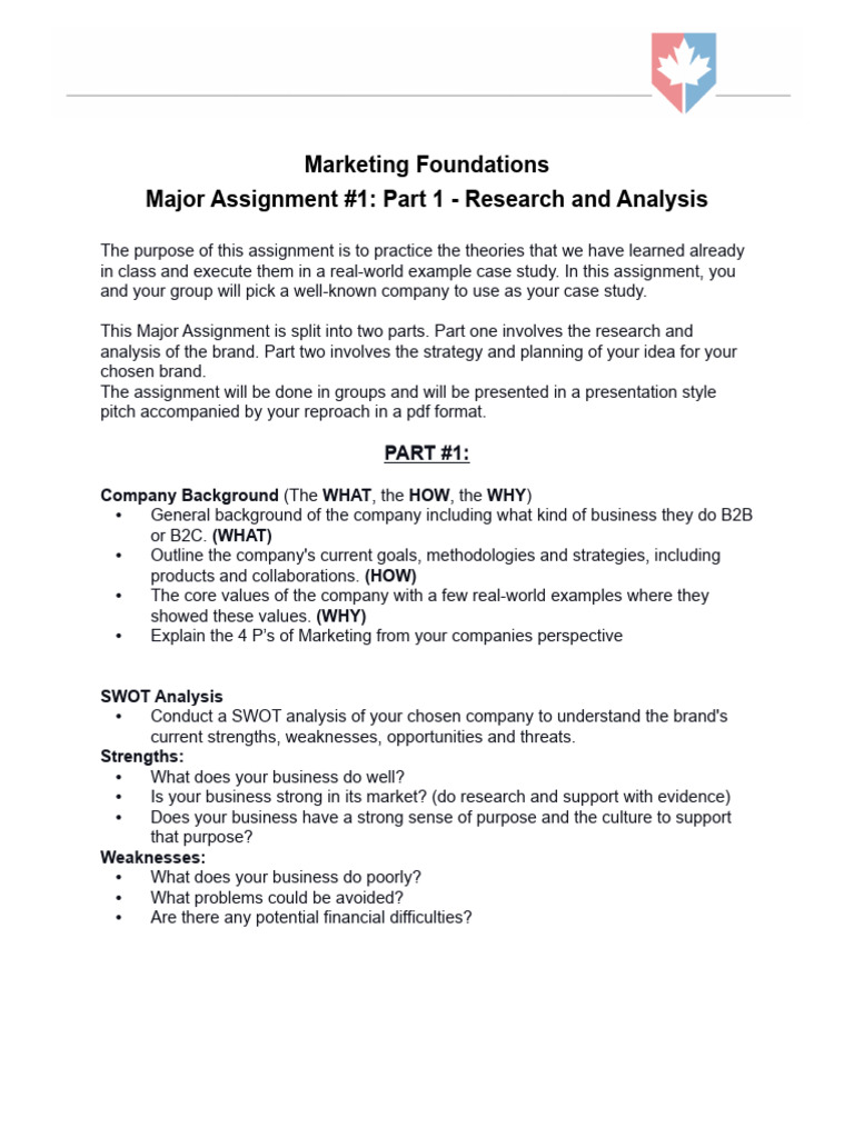 MF - Major Assignment Part #1-1 | PDF | Swot Analysis | Marketing