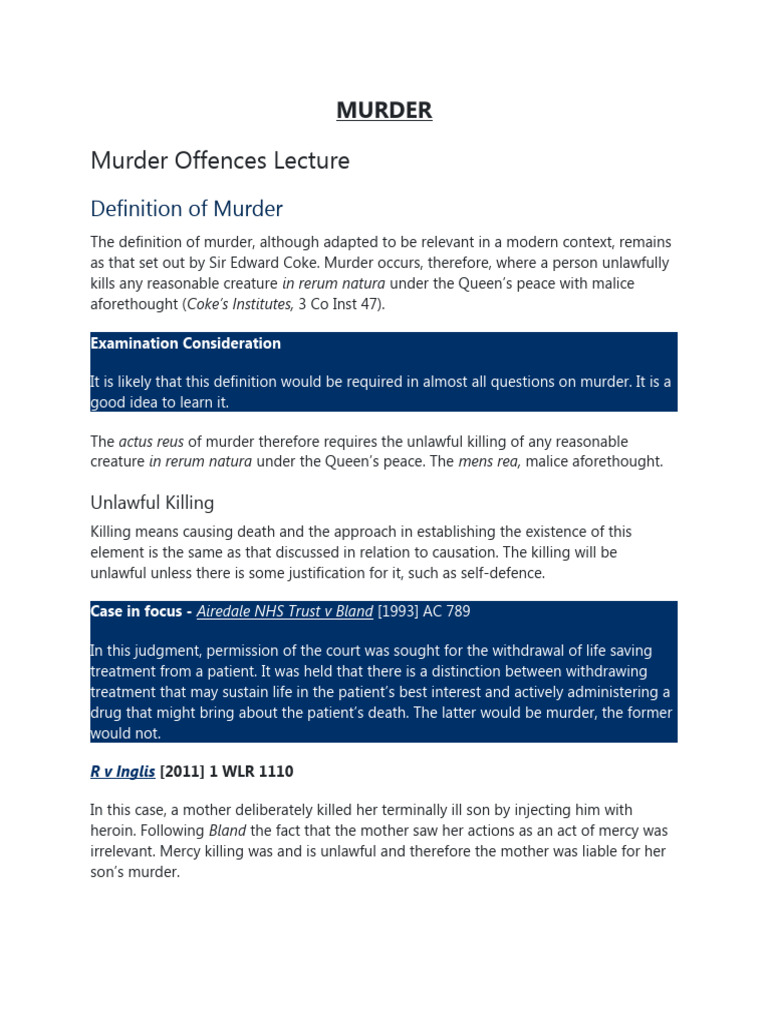 Murder Cases | Download Free PDF | Manslaughter | Causation (Law)