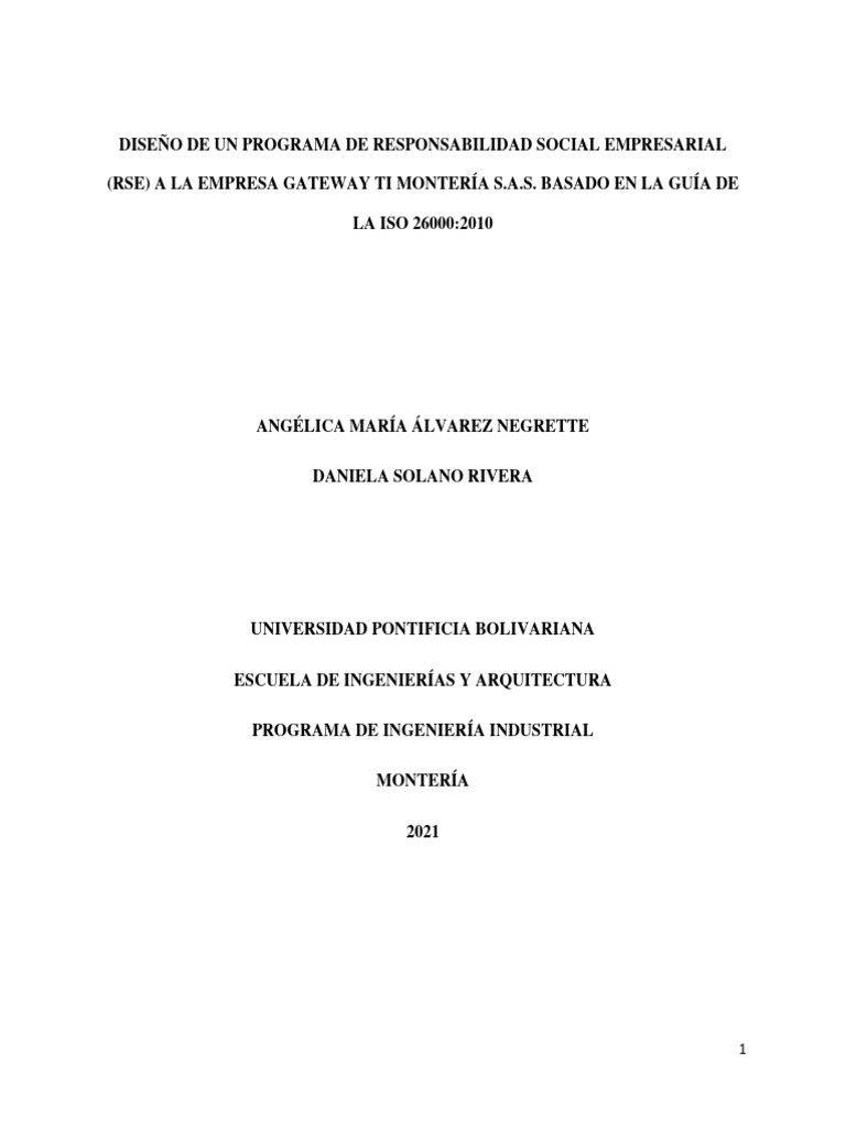 Programa RSE para Gateway TI según ISO 26000 | PDF | Responsabilidad ...