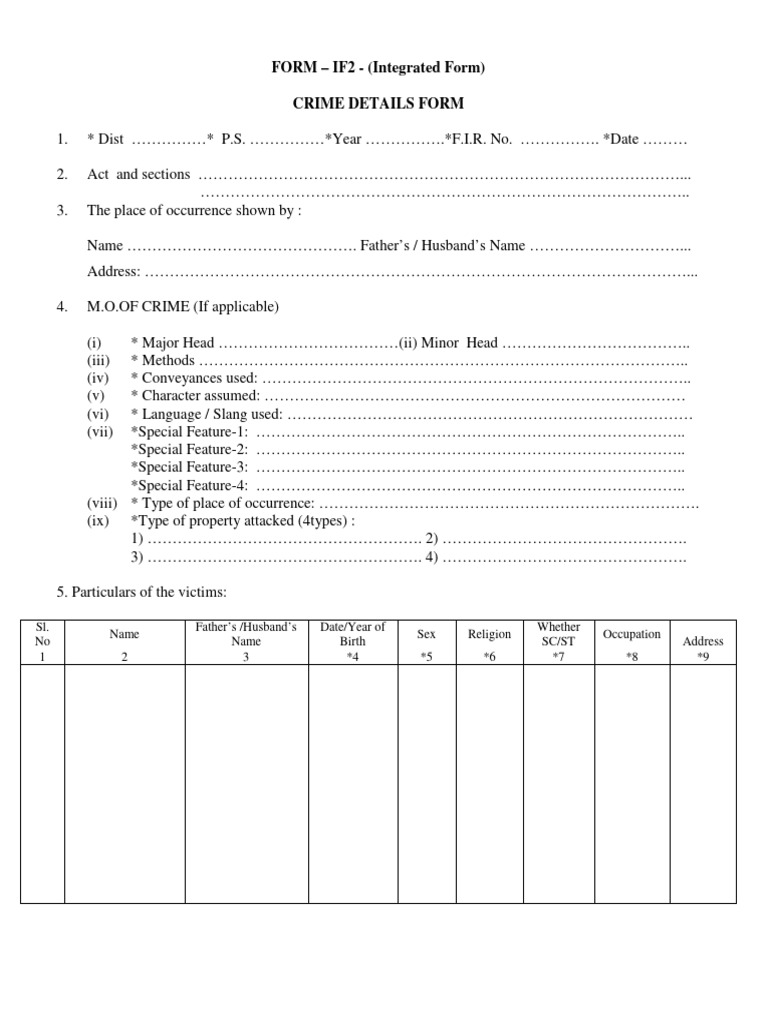 Form If2 | PDF | Crimes | Crime & Violence