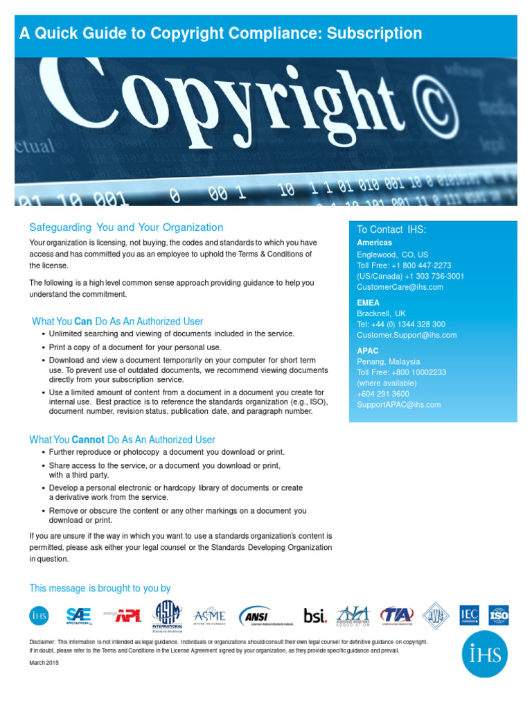 IHS Copyright Compliance Guide Subscription | PDF | Copyright | License